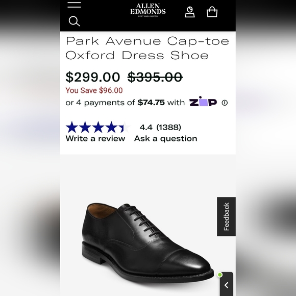 Allen Edmonds | Shoes | E Park Avenue Black Cap Toe Dress Shoes By ...